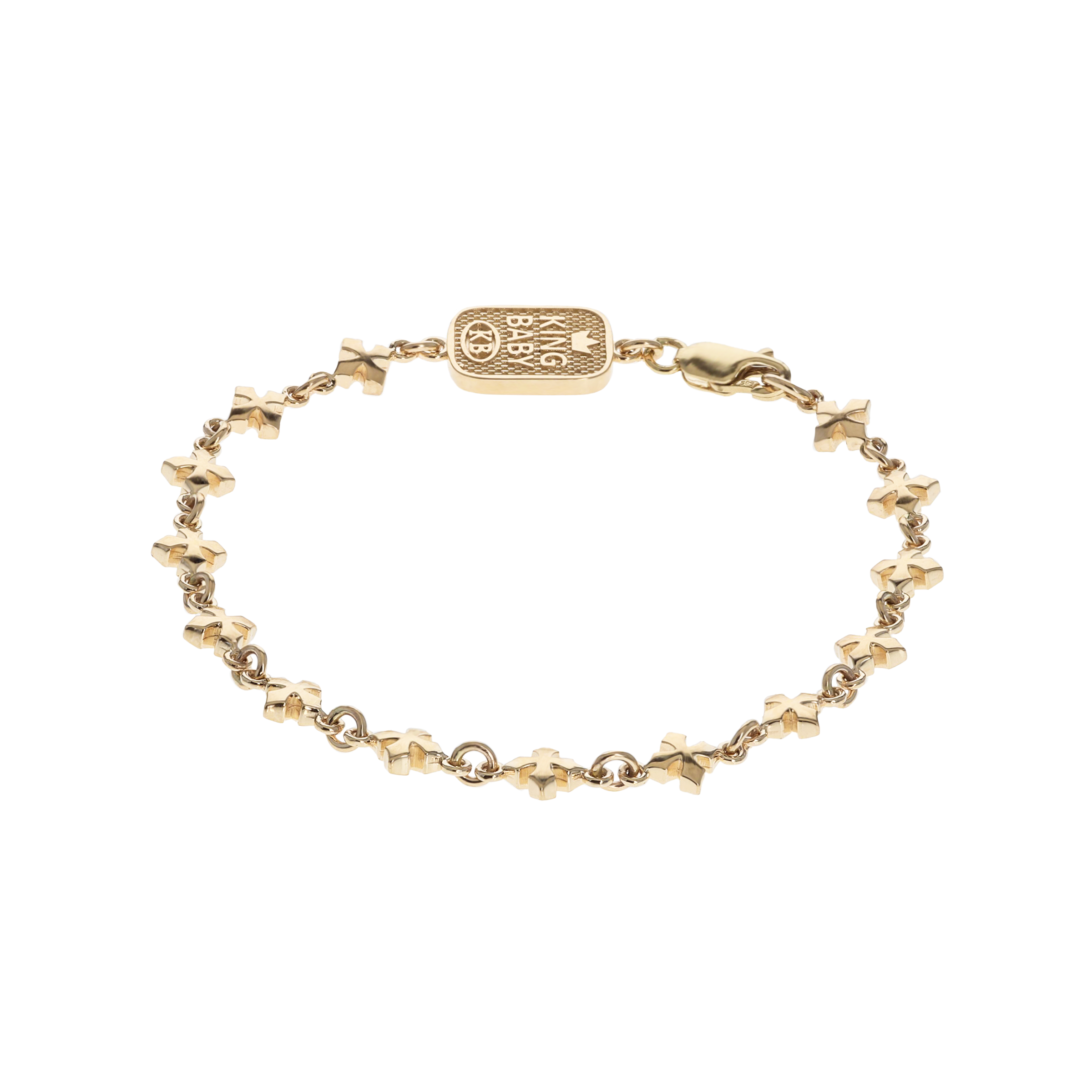 10k Yellow Gold Small MB Cross Chain Bracelet – King Baby