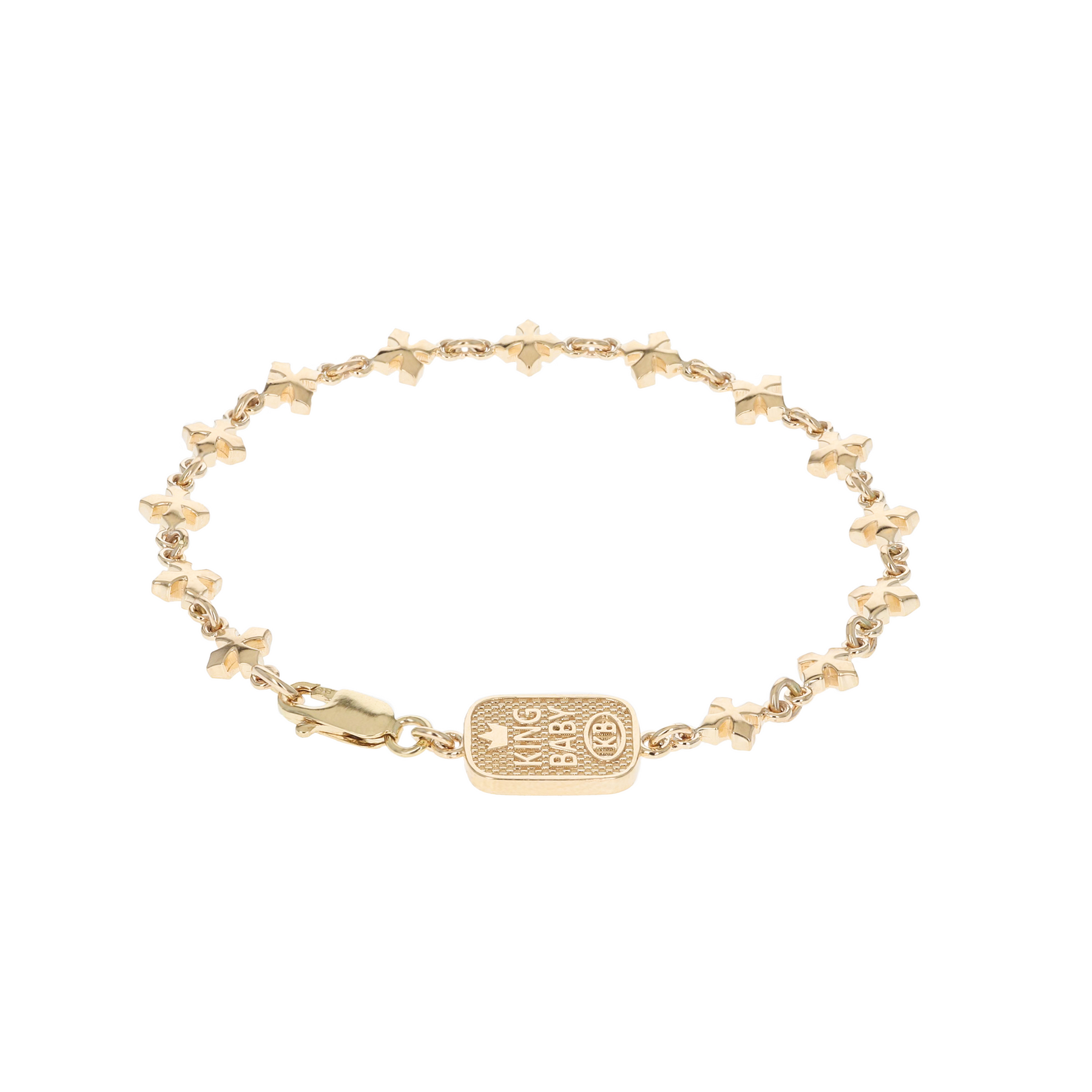 10k Yellow Gold Small MB Cross Chain Bracelet – King Baby