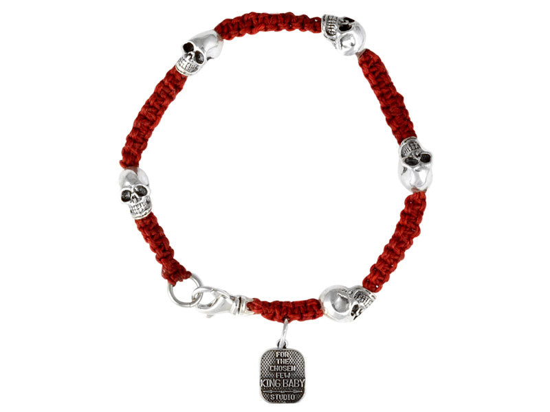 Red Macrame Bracelet w/ Skulls – King Baby